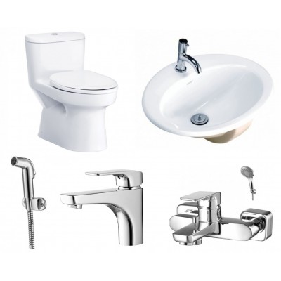 Combo Cotto 3 trọn bộ bồn cầu kết hợp lavabo C1142 + C0141/C4241 - Tuấn Đức