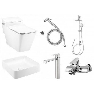 Combo Cotto 3 trọn bộ bồn cầu kết hợp lavabo C1142 + C0141/C4241 - Tuấn Đức