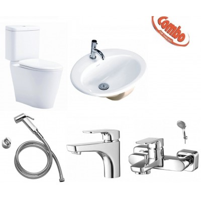 Combo Cotto 3 trọn bộ bồn cầu kết hợp lavabo C1142 + C0141/C4241 - Tuấn Đức