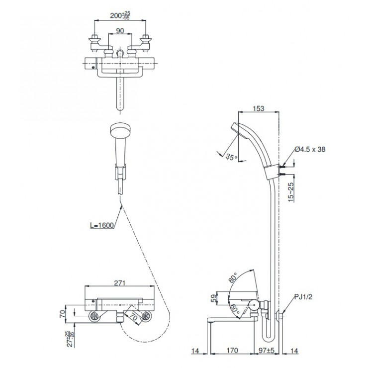 Vòi Sen Tắm Nhiệt Độ Nhật TOTO TMGG40QE Xả Bồn | Nội Thất Hiệp Phát