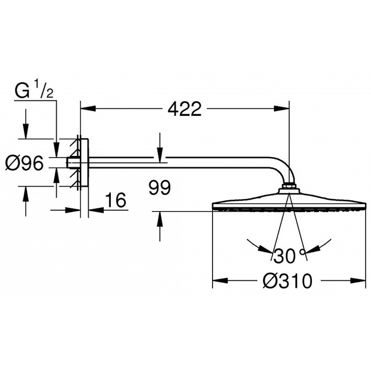 Bát sen Grohe Rainshower Cosmopolitan 310 26557000 gắn tường - Tuấn Đức