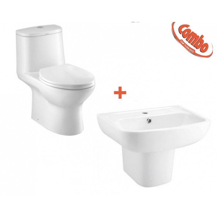 Combo Cotto 2 trọn bộ bồn cầu kết hợp lavabo C1053 + C0141/C4241 - Tuấn Đức