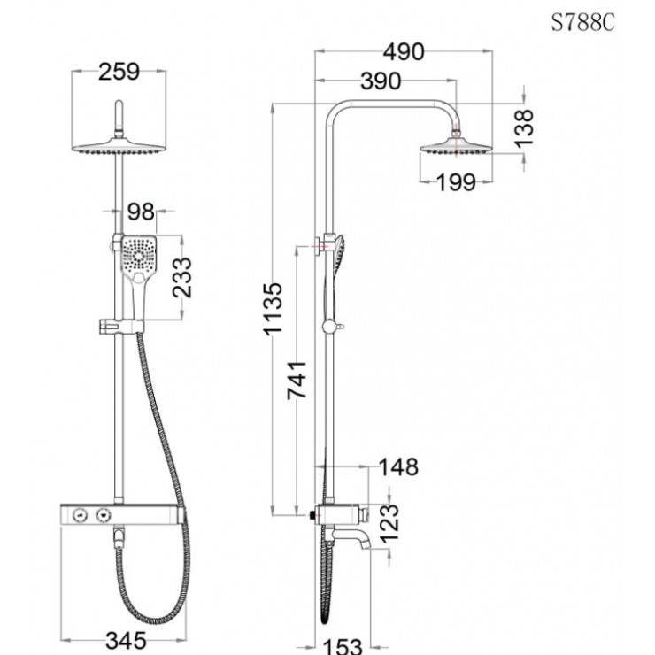 Bộ vòi sen tắm nhiệt độ Caesar S788C tắm đứng - Tuấn Đức