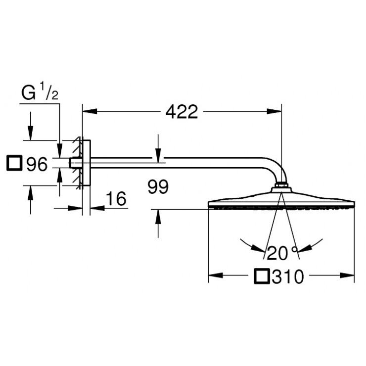 Bát sen Grohe Rainshower Mono 310 26563000 gắn tường - Tuấn Đức