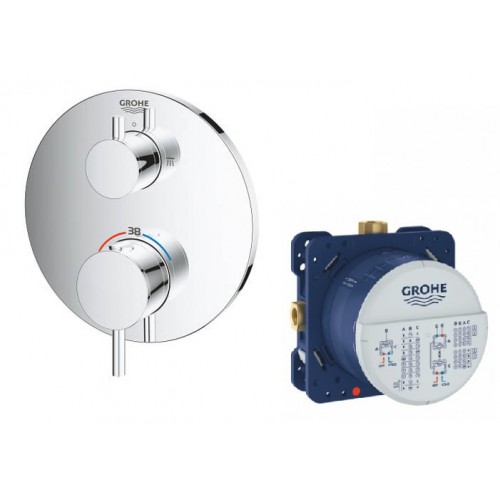 Bộ trộn âm ổn nhiệt Grohe Atrio 24135003 + 35600000 gắn tường - Tuấn Đức