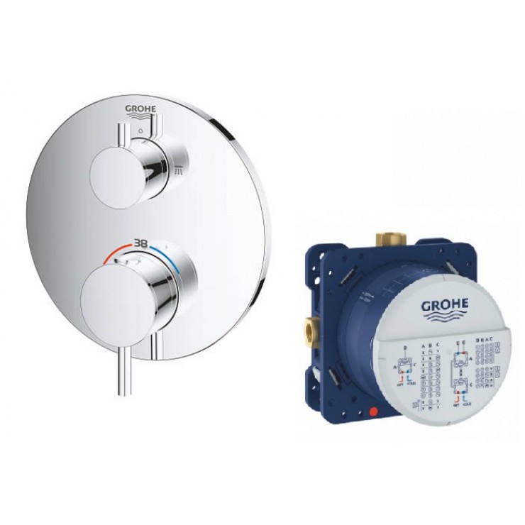 Bộ trộn âm ổn nhiệt Grohe Atrio 24135003 + 35600000 gắn tường - Tuấn Đức