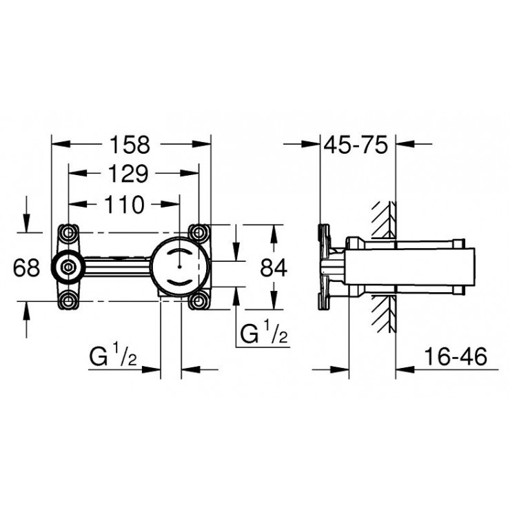 Bộ Âm Vòi Chậu Grohe 23571000 Nóng Lạnh 2 Lỗ Gắn Tường - Tuấn Đức