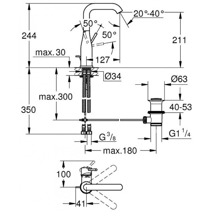 Vòi chậu rửa mặt Grohe Essence new L-Size 32628001 nóng lạnh lavabo ...