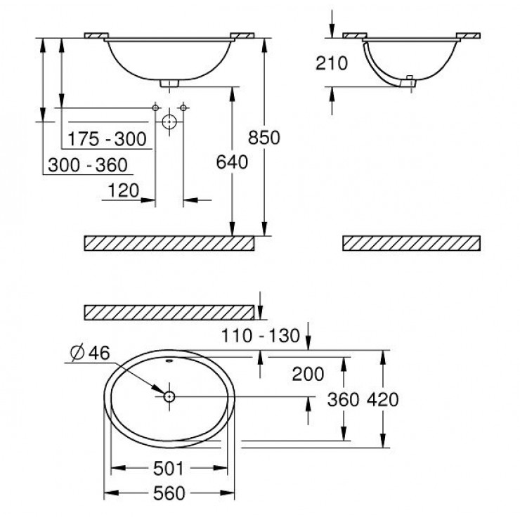Chậu Rửa Mặt Lavabo Grohe 39317000 Projectline Âm Bàn - Tuấn Đức