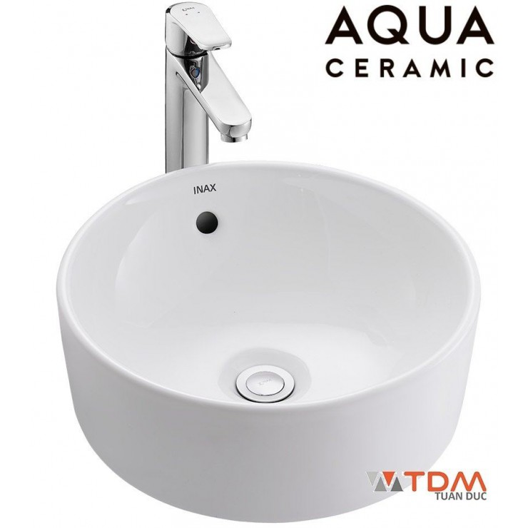 Chậu rửa mặt lavabo Inax AL-295V đặt trên bàn đá 380 x 380 mm - Tuấn Đức