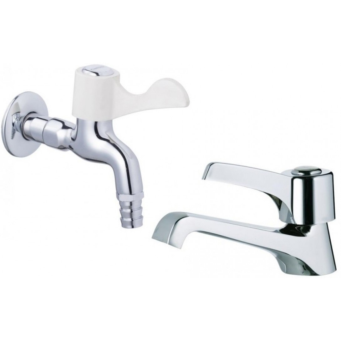 Combo Vòi Lavabo Và Vòi Gắn Tường Caesar B104C + WP027C