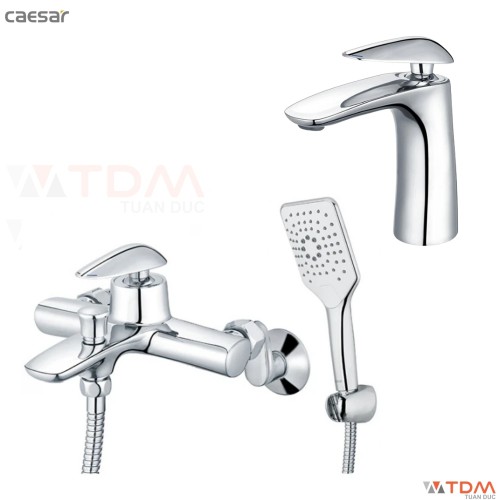 Combo Caesar B810CU + S813C Nóng Lạnh vòi lavabo và sen tắm nóng lạnh