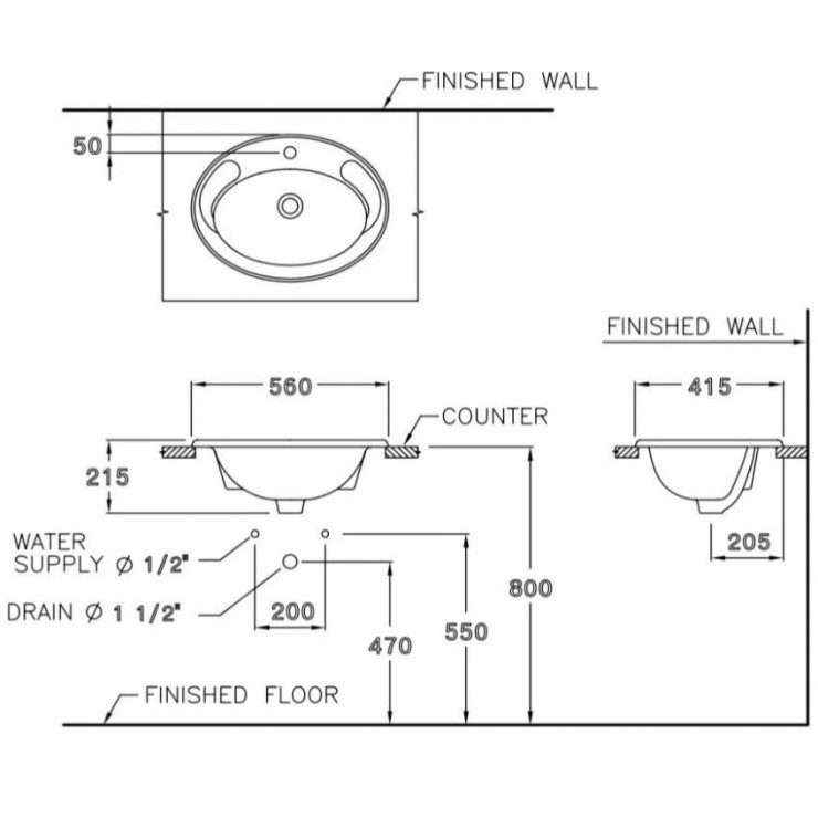 Chậu Rửa Lavabo COTTO C007 Âm Bàn Dương Vành - Tuấn Đức