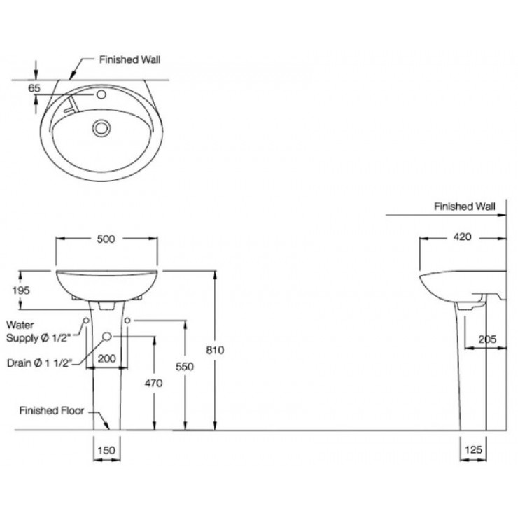 Chậu rửa mặt lavabo COTTO C013/C404 Kensington 20 chân dài
