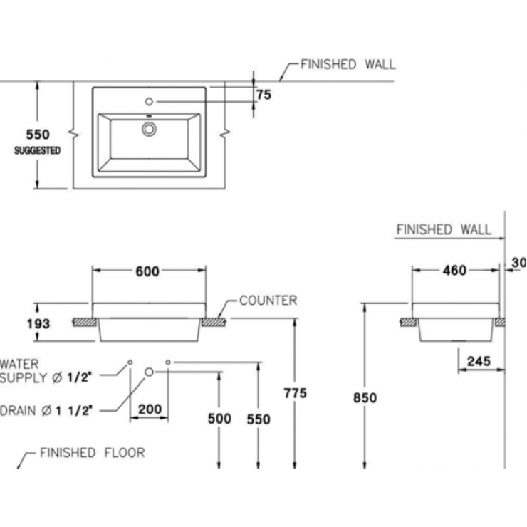 Chậu rửa mặt lavabo COTTO C0902 dương bàn đà - Tuấn Đức