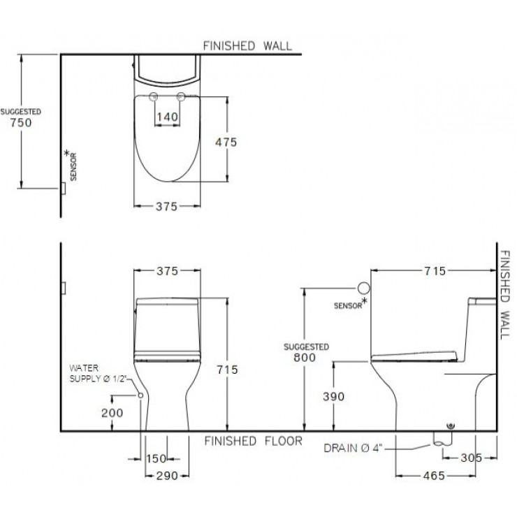 BÀN CẦU COTTO MỘT KHỐI XẢ KHÔNG CHẠM MICC - C105327 – MaoTrung Home