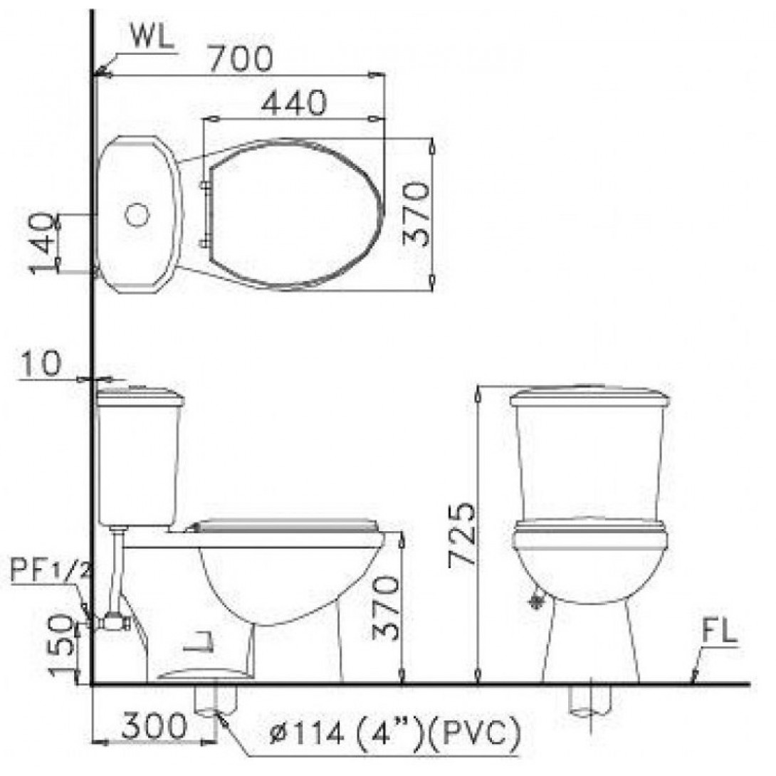 Combo Caesar C3 CT1338 + L2152 + P2443 Bồn Cầu 2 Khối Và Lavabo Treo Tường
