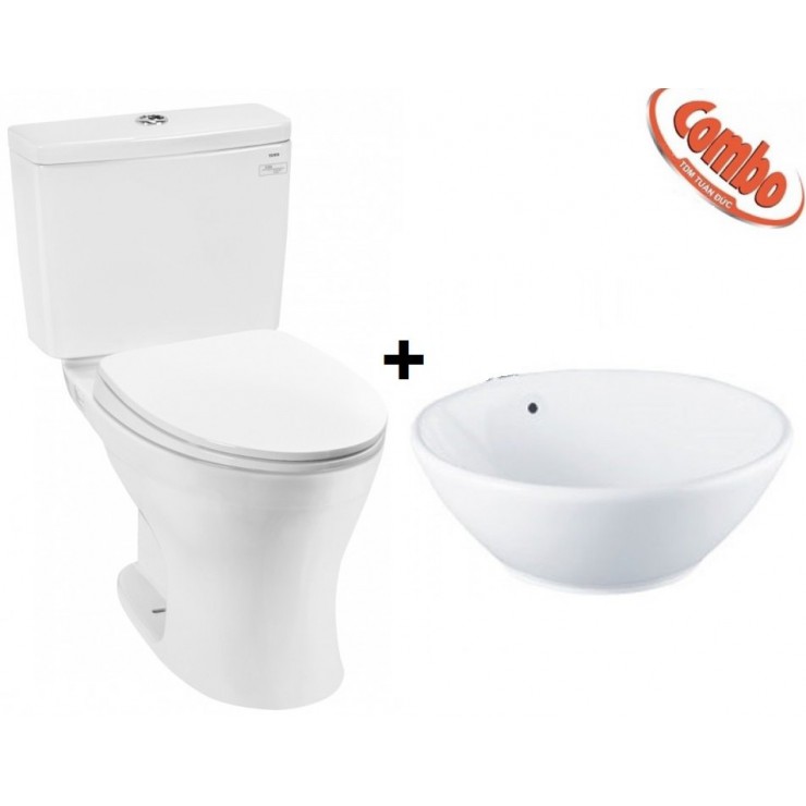 COMBO12D TOTO Bộ Bồn Cầu CS735DT10#XW + Lavabo LT523S#XW