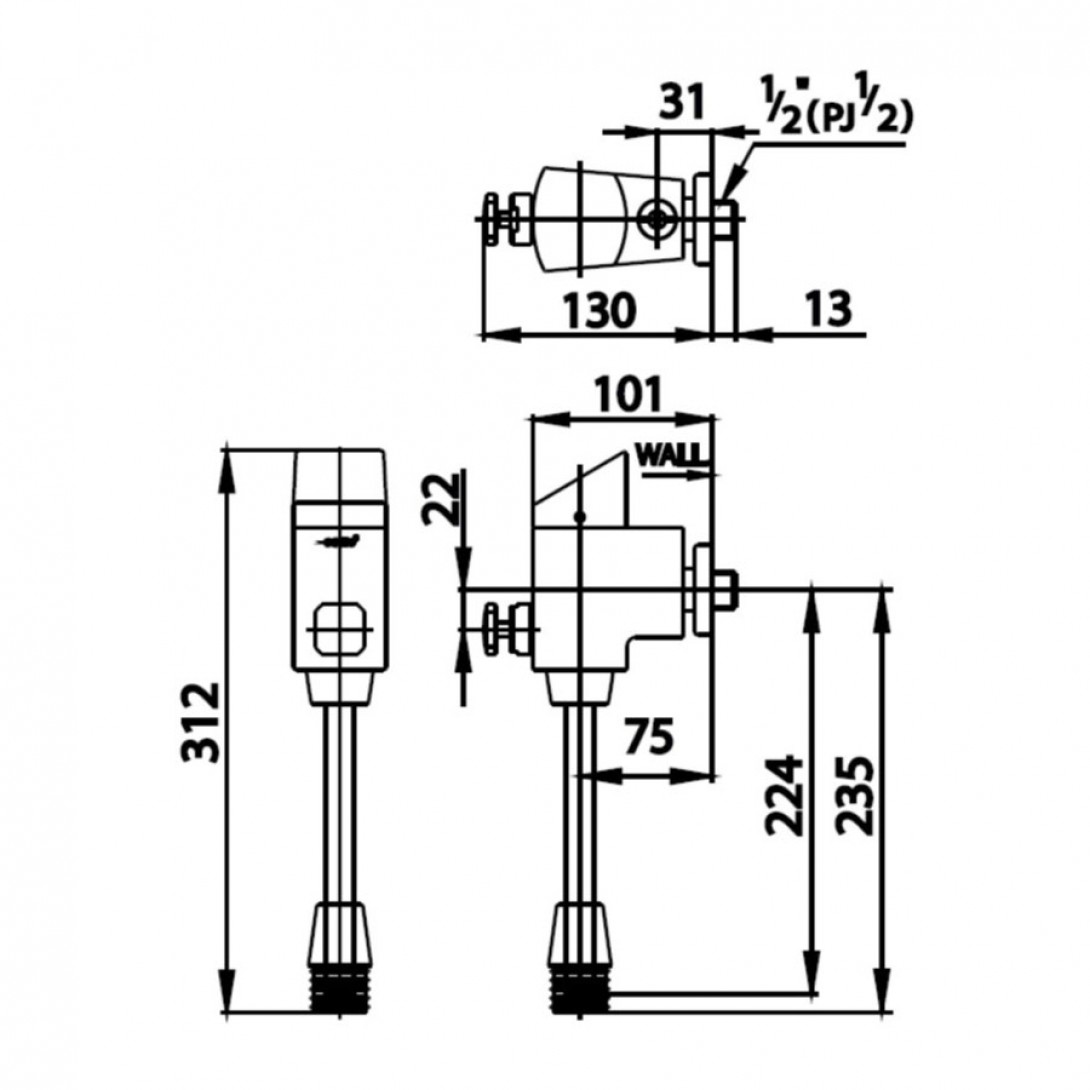 Van Xả Nhấn Bồn Tiểu Nam COTTO CT477P - Van xả ấn tay - Tuấn Đức