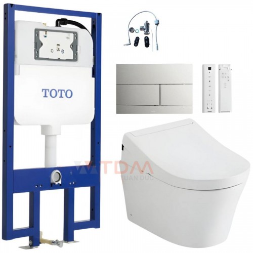 Bồn cầu treo tường TOTO CW553C#XW/TCF34570GAA#NW1/WH172AAT/TCA502/MB171M#SS tự xả nước