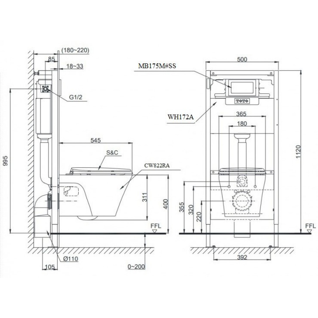 Bồn Cầu TOTO CW822RA#W TC385VS#W WH172A MB175M#SS Treo Tường - Tuấn Đức