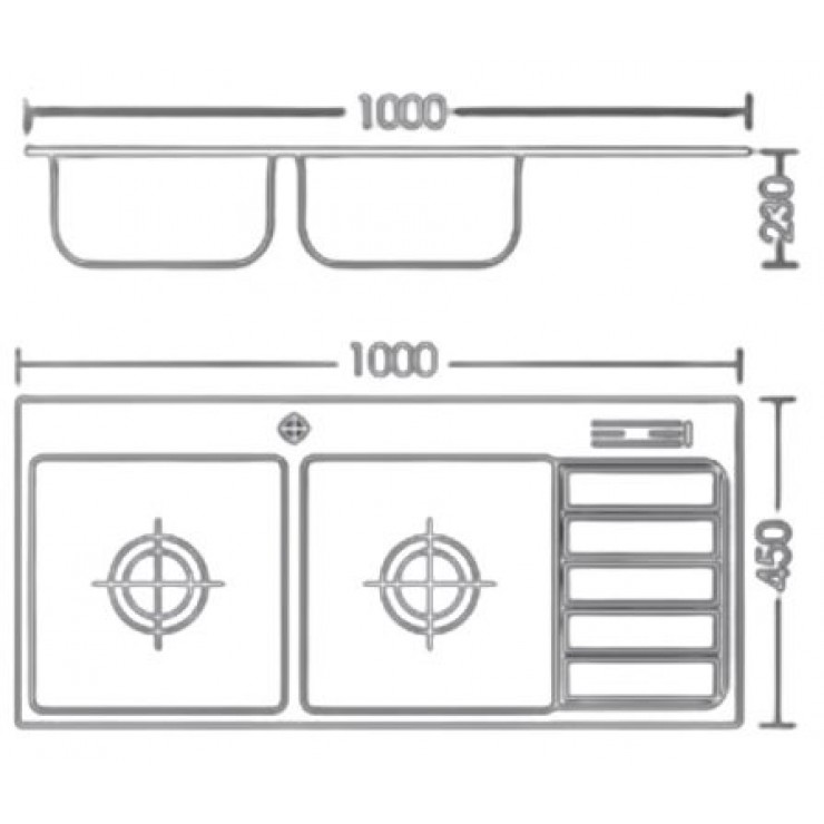 Bồn Rửa Chén Sơn Hà HM.X.2C.100.2.3 Inox 304 2 Hộc - Tuấn Đức