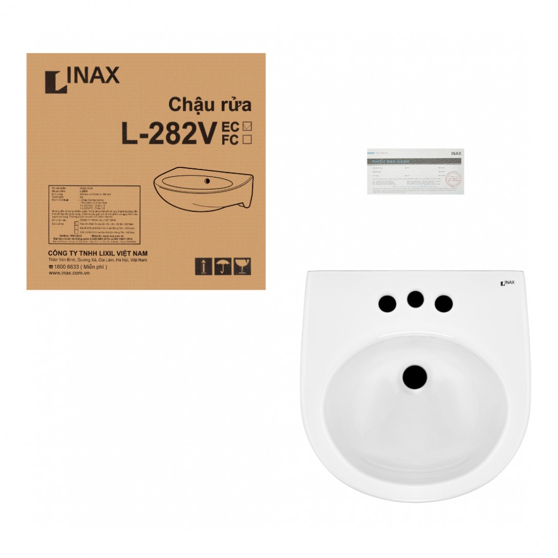Bộ chậu rửa mặt lavabo Inax L-282V/L-284VD treo tường chân dài - Tuấn Đức