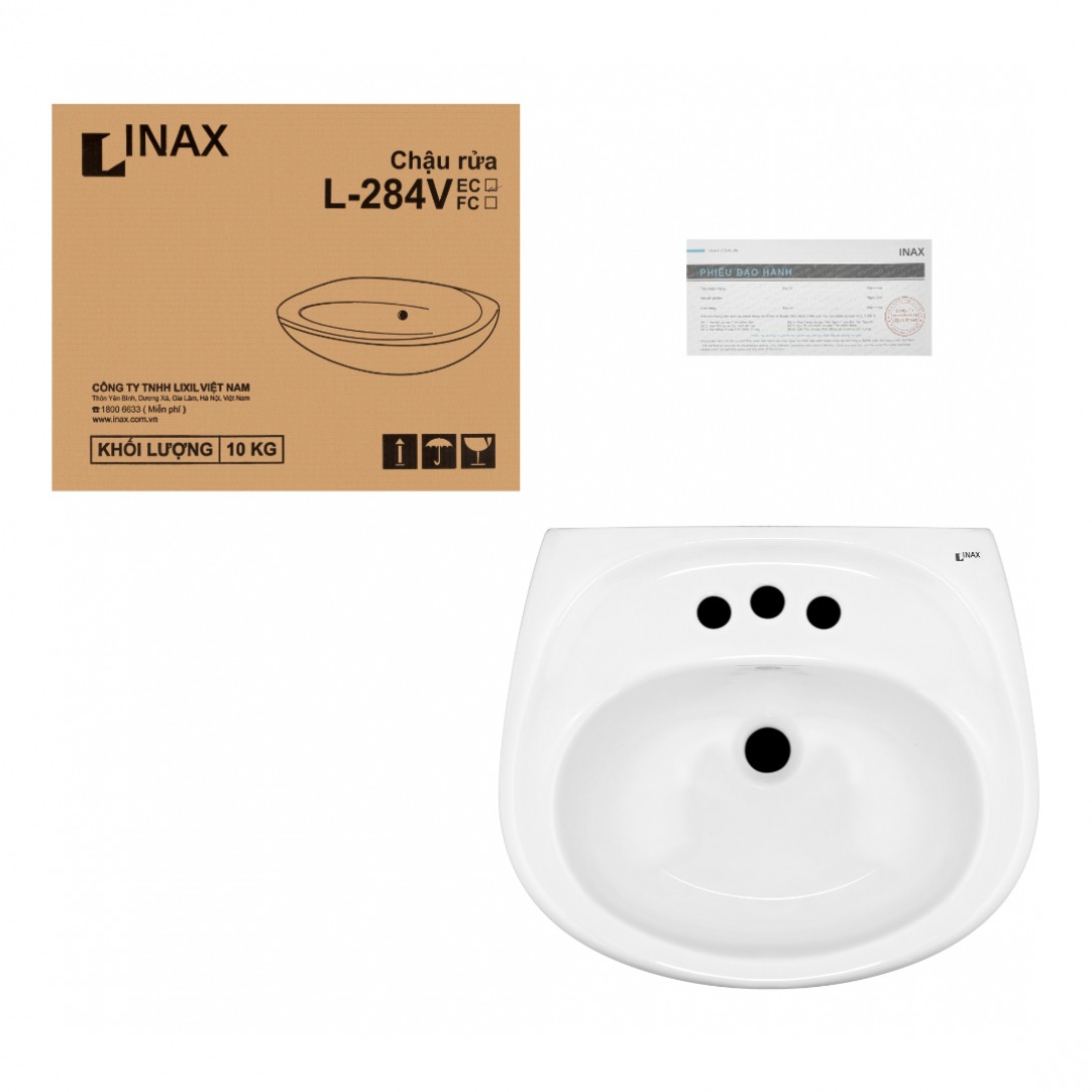 Bộ chậu rửa mặt lavabo Inax L-284V/L-284VD (L284V+L284VD) treo tường