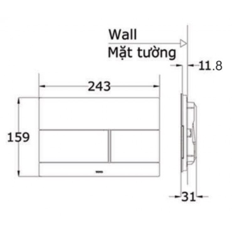 Nắp đậy nút nhấn xả TOTO MB171M#SS thép không gỉ - Tuấn Đức