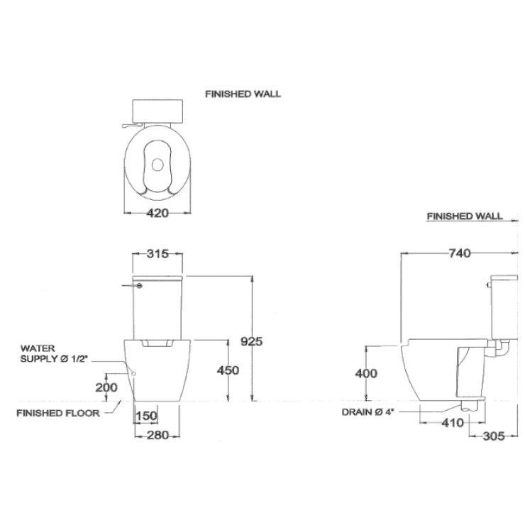 Bồn cầu COTTO SC6652 WH2 khối cho người già người khuyết tật