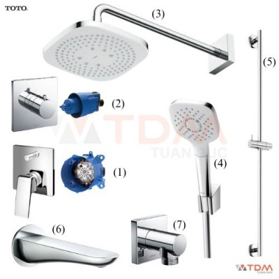 Bộ vòi hoa sen TOTO TBG11303V/TBV01104B/TBW01003A/TBW07008A/TBG11001B ...