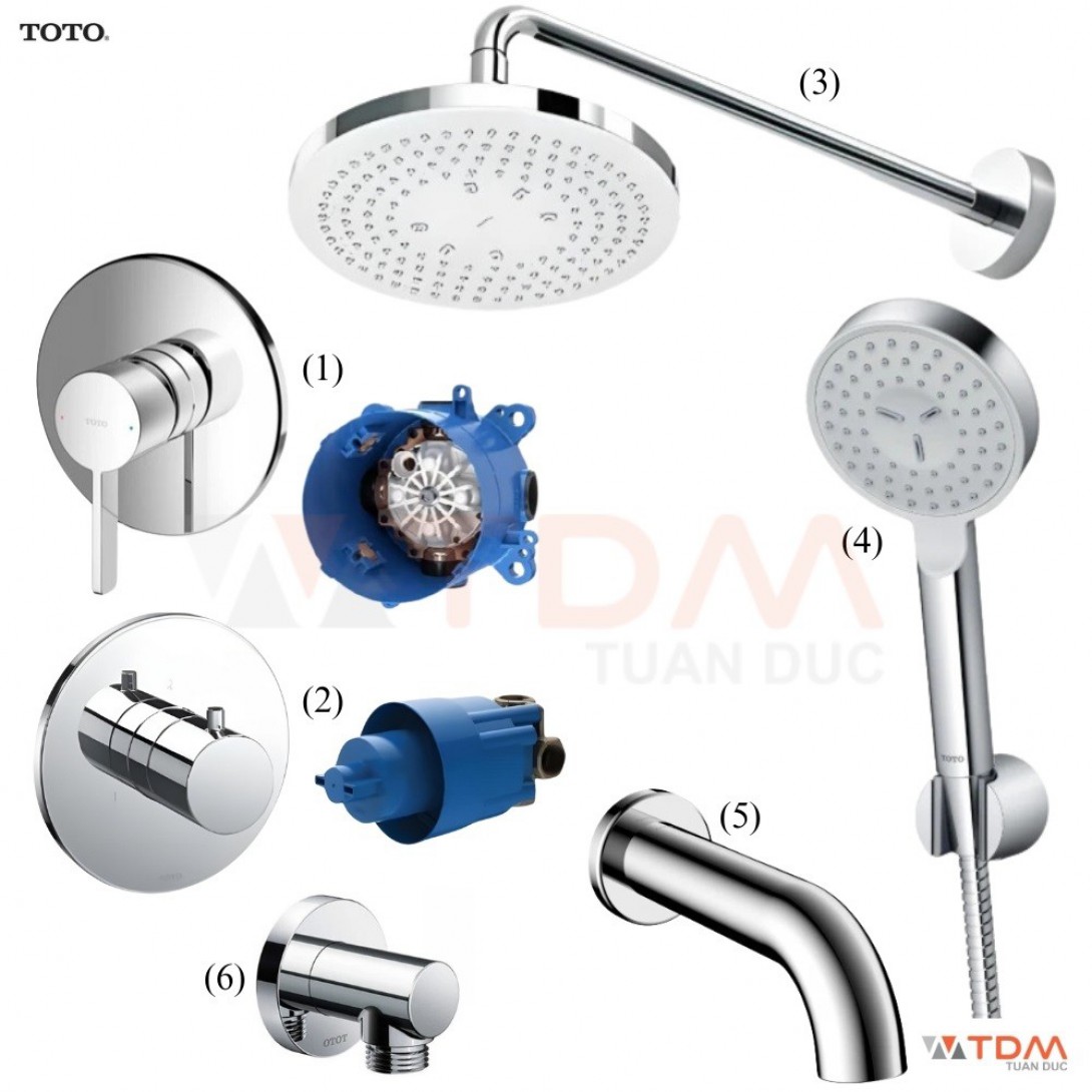 Bộ vòi hoa sen TOTO TBG11303V/TBV01104B/TBW01003A/TBW07008A/TBG11001B ...