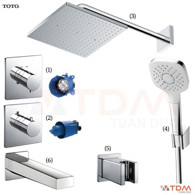 Bộ vòi hoa sen TOTO TBG04304BA/TBW02003A/TBW02005A/TBG02001B/TBV02103B ...