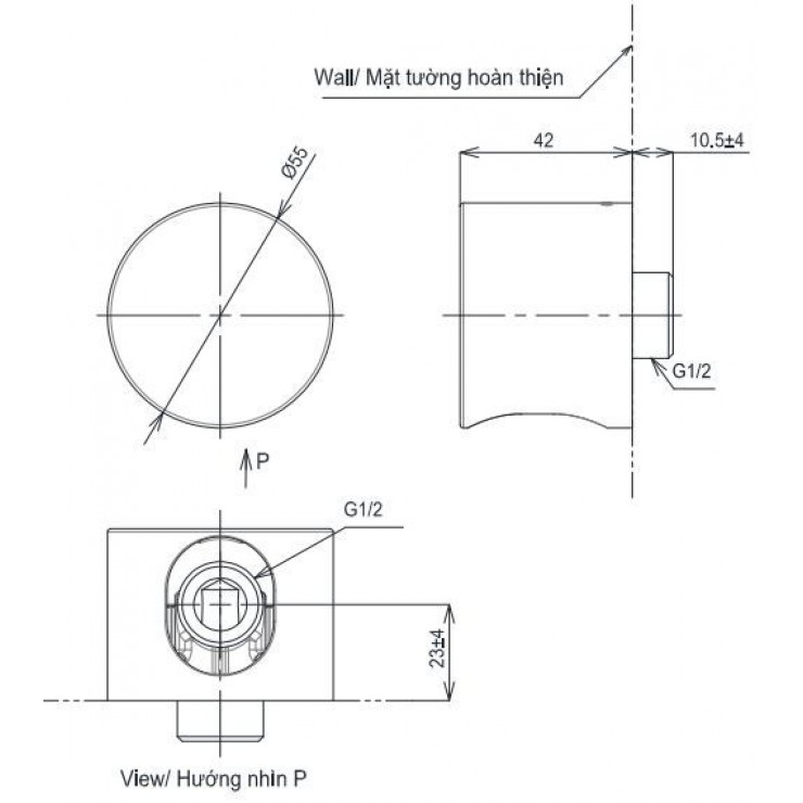 Cút Nối Tường TOTO TBW07020A