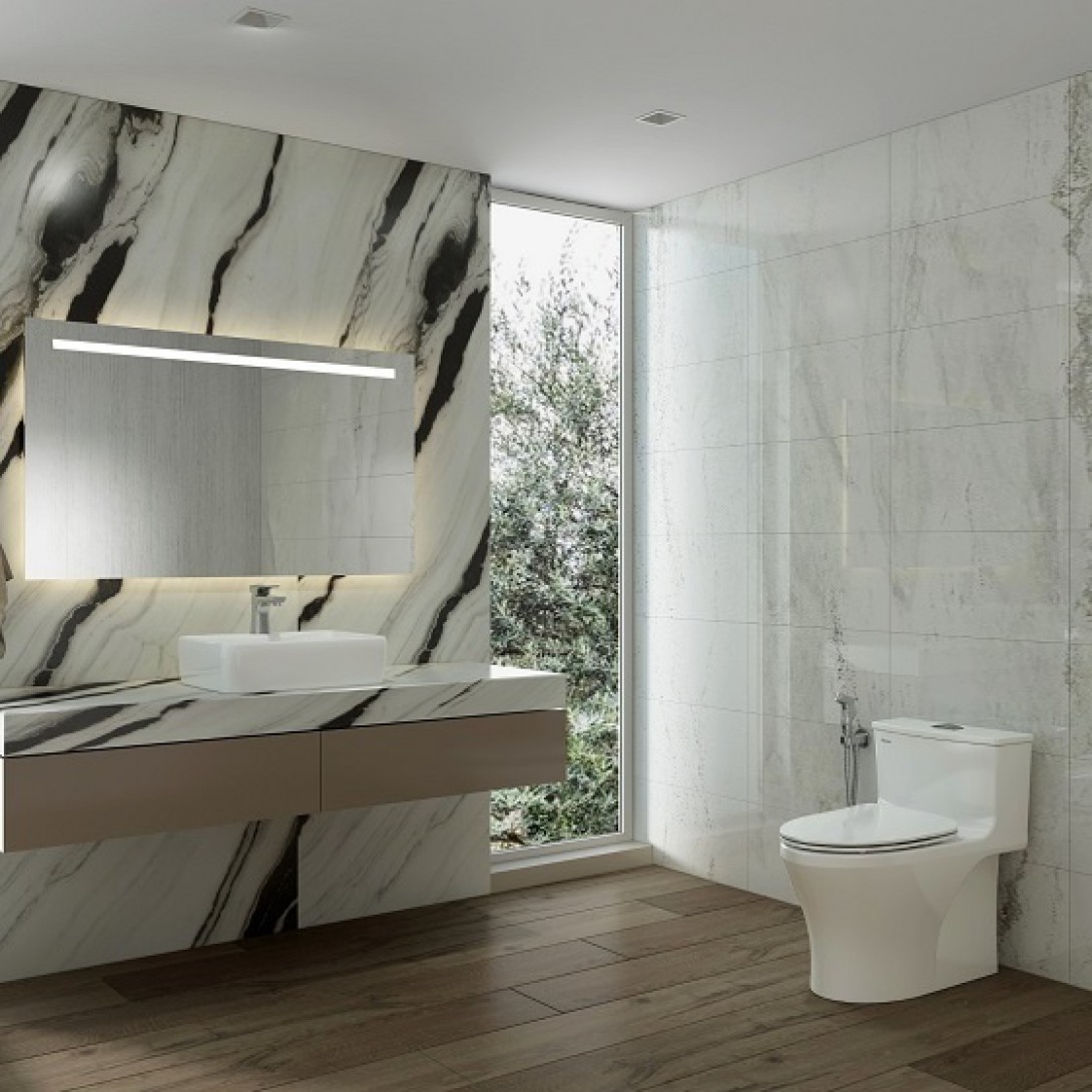 Bồn cầu Viglacera HL2 nắp V687 bàn cầu 1 khối Nano Titan tặng VG826