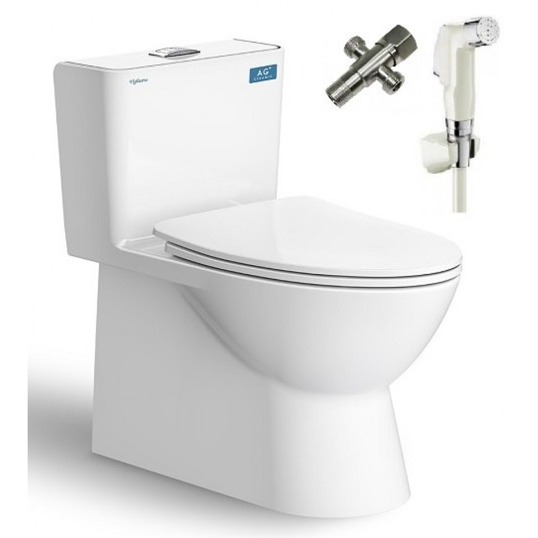 Bồn cầu Viglacera V808 nắp V39 1 khối Nano Titan tặng VG826