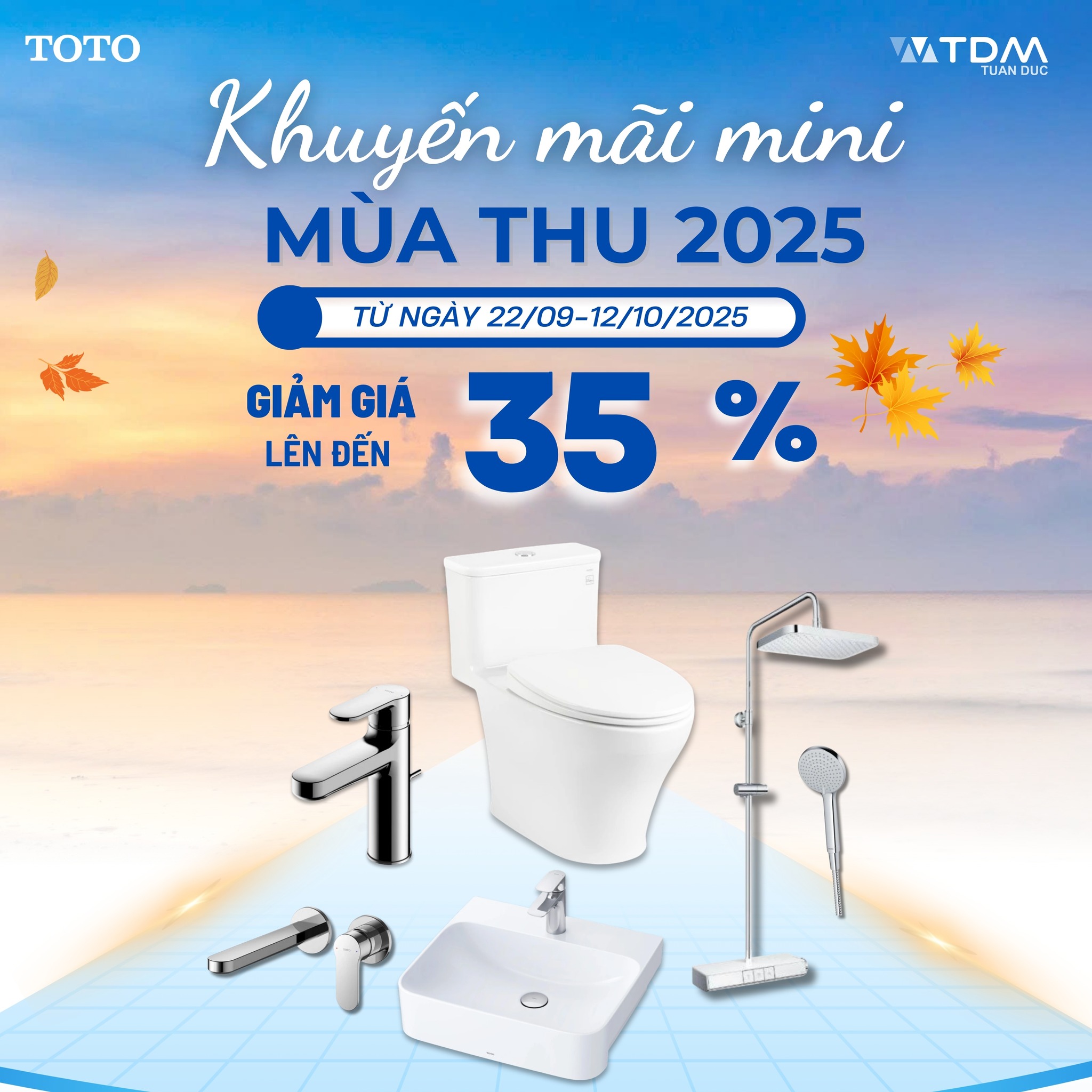 Khuyến mãi mini mùa thu 2025 – Giảm giá lên đến 35% các sản phẩm TOTO Tại TDM Tuấn Đức